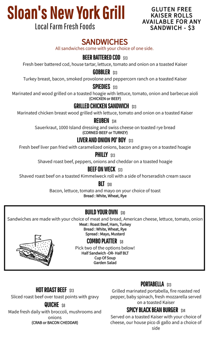 Lunch Menu – Sloan’s